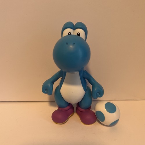 Super Mario Light Blue Yoshi 4" Figure With Egg World Of Nintendo Jakks ...