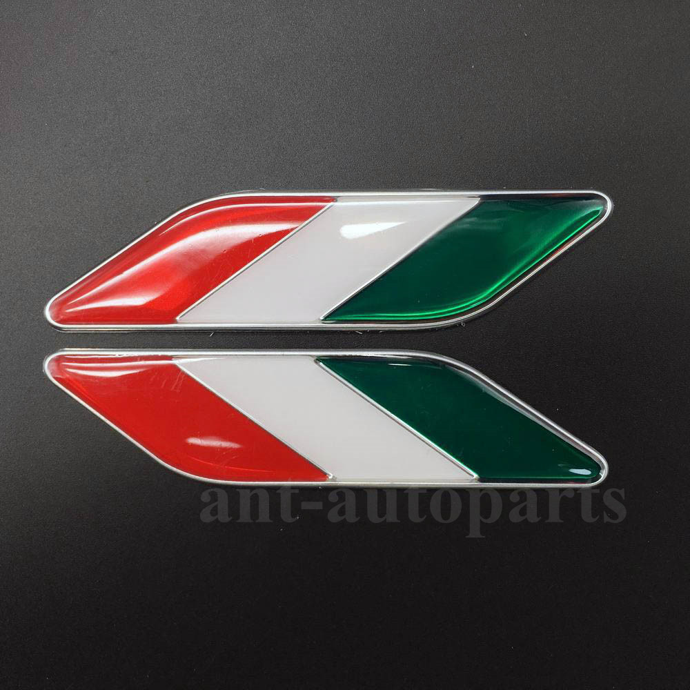 Pair Italy Flag Auto Car Fender Side Emblems Skirts Badge Decal Sticker ...