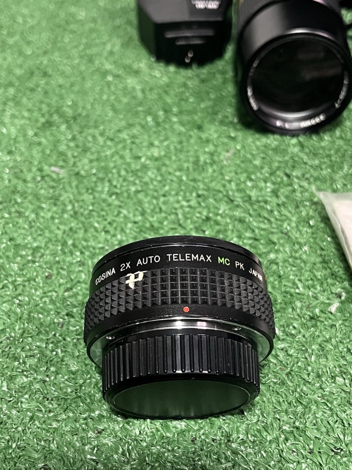 Pentax MV1 35mm SLR Film Camera with Lenses Flash & Bag Not Tested | eBay