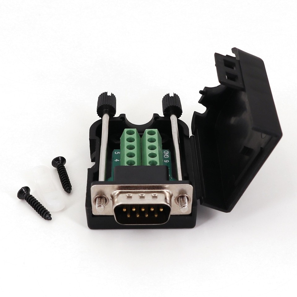 10Pcs DB9 Male 9Pin Screw Black Cover DIY Terminals Plug Connector | eBay