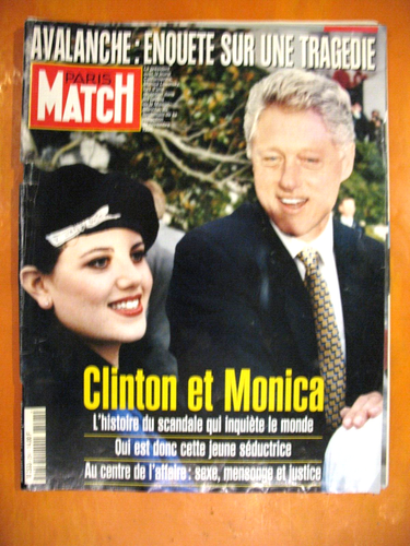 Paris Match 2541 du 05/02/1998-Clinton & Monica. Avalanche, enquete sur tragédie | eBay