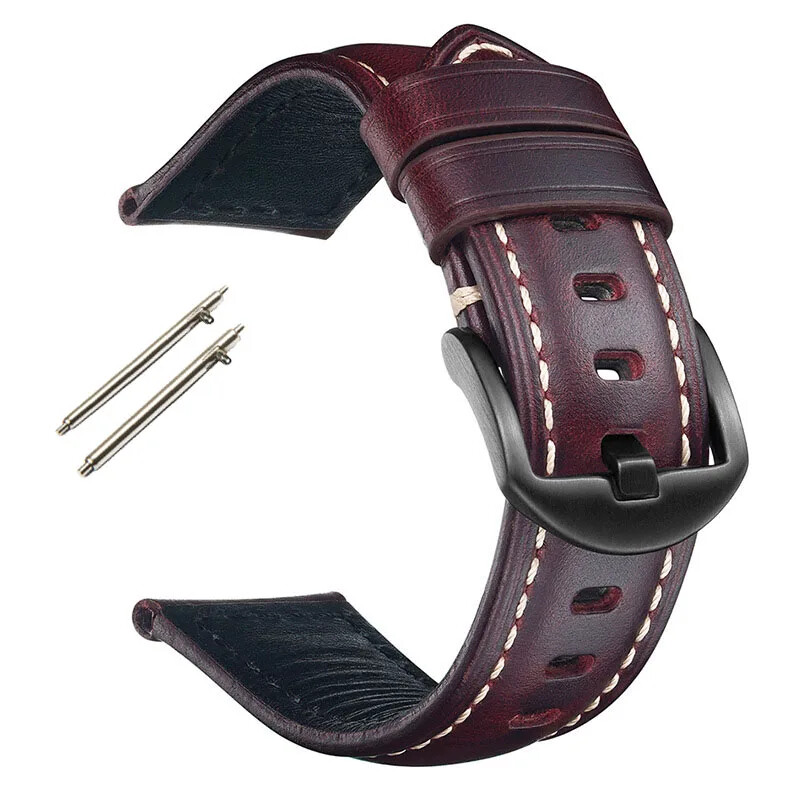 Retro Watch Strap 18mm 20mm 22mm 24 26mm Genuine Cow Leather Watch Band ...