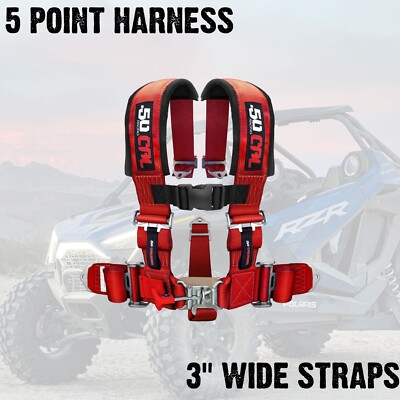 5 Point Harness 3" Wide Straps Fit Polaris RZR 570 900 Turbo S PRO XP R ...