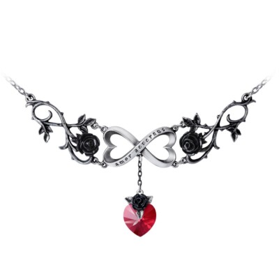 Alchemy Gothic Infinite Love Pendant Necklace Pewter Hearts & Roses ...