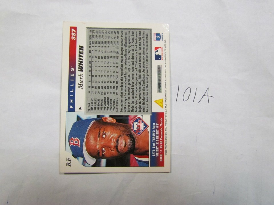 1996 Score Mark Whiten Autographed Signed Baseball Card | eBay