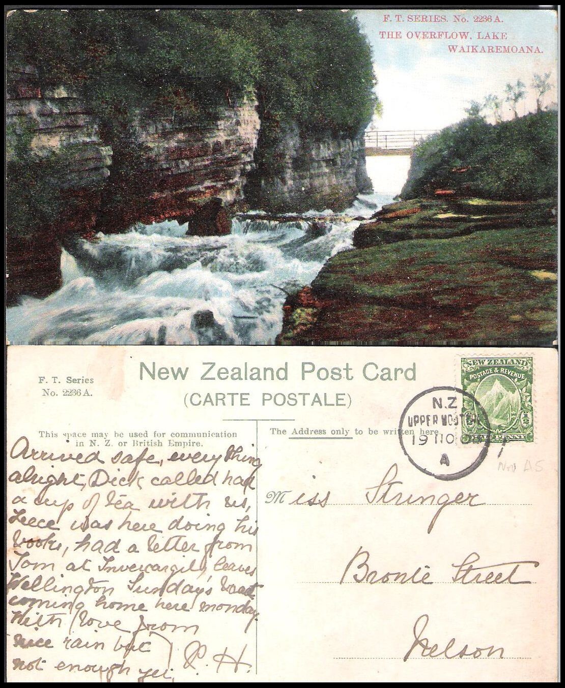 NEW ZEALAND 1908 ½d 'UPPER MOUTERE' POSTCARD (JF) RATE #5 | eBay