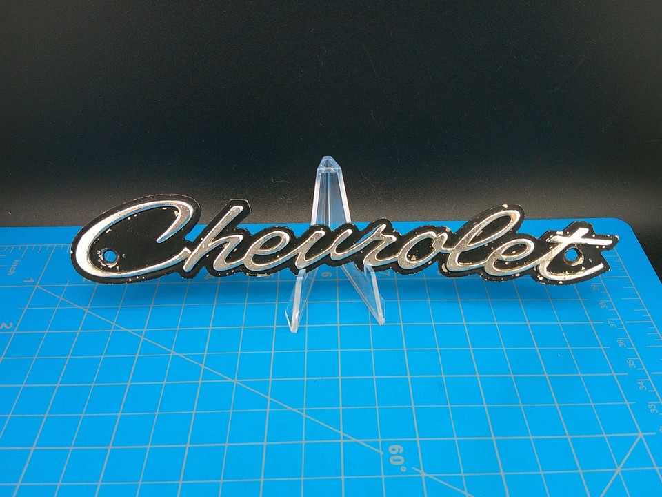 Vintage Chevrolet Script Emblem Badge Chrome Metal Car Nameplate ...
