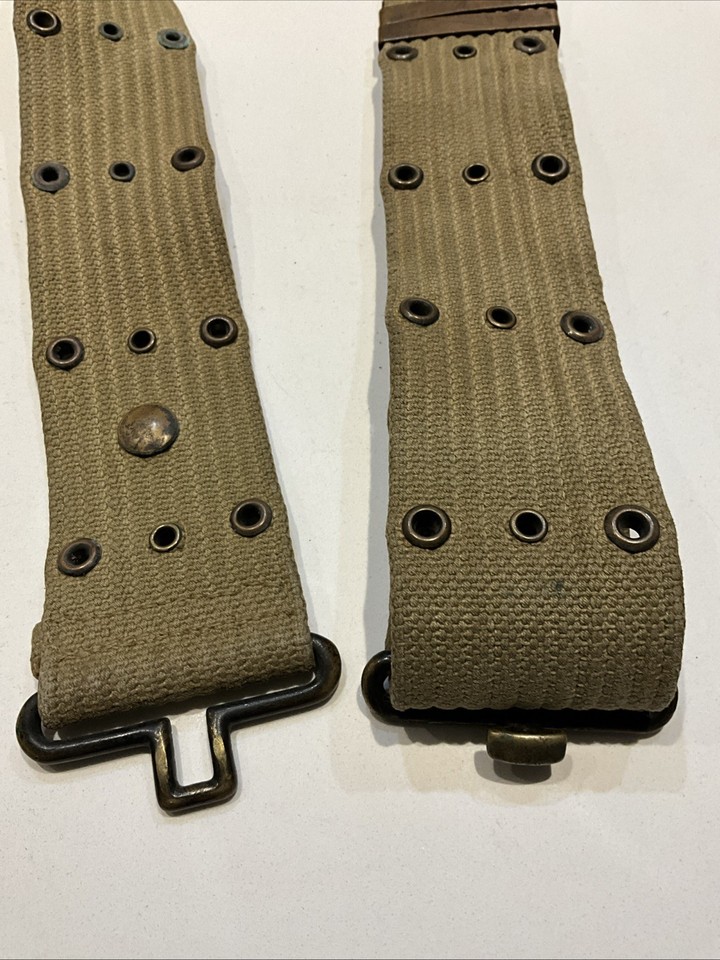 Original WWII U.S. Army Combat OD3 / Khaki Web Gear Pistol Belt M-1936 ...