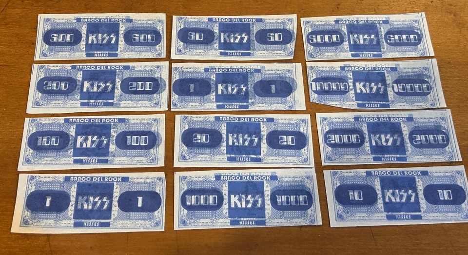 KISS 1980 MEXICO PLAY MONEY NOTES Paul Stanley Gene Simmons Ace Frehley ...