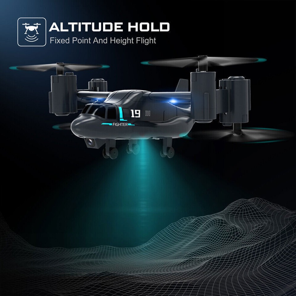 2.4G 4CH LM19 Osprey 4K HD Camera WiFi RC Plane Drone Helicopter Fixed ...