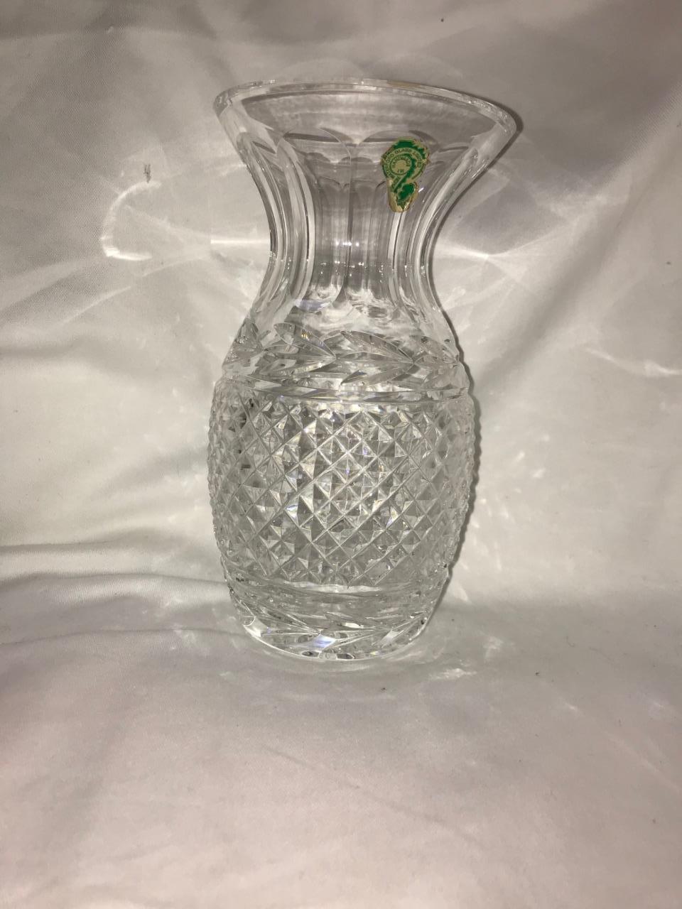 7" Waterford Crystal Large Glandore Laurel Leaves Flared Flower Vase | eBay