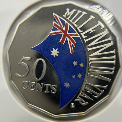 2000 Coloured Millennium Year Fifty 50 Cent Coin - Ex Proof Set ...