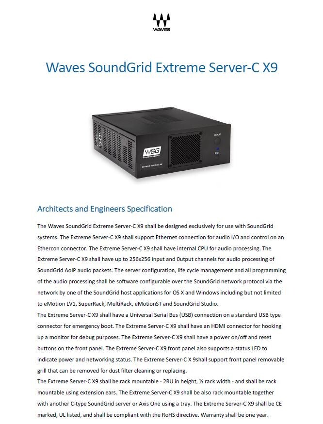 Waves Soundgrid Extreme Server-C X9 - V2r0 | eBay