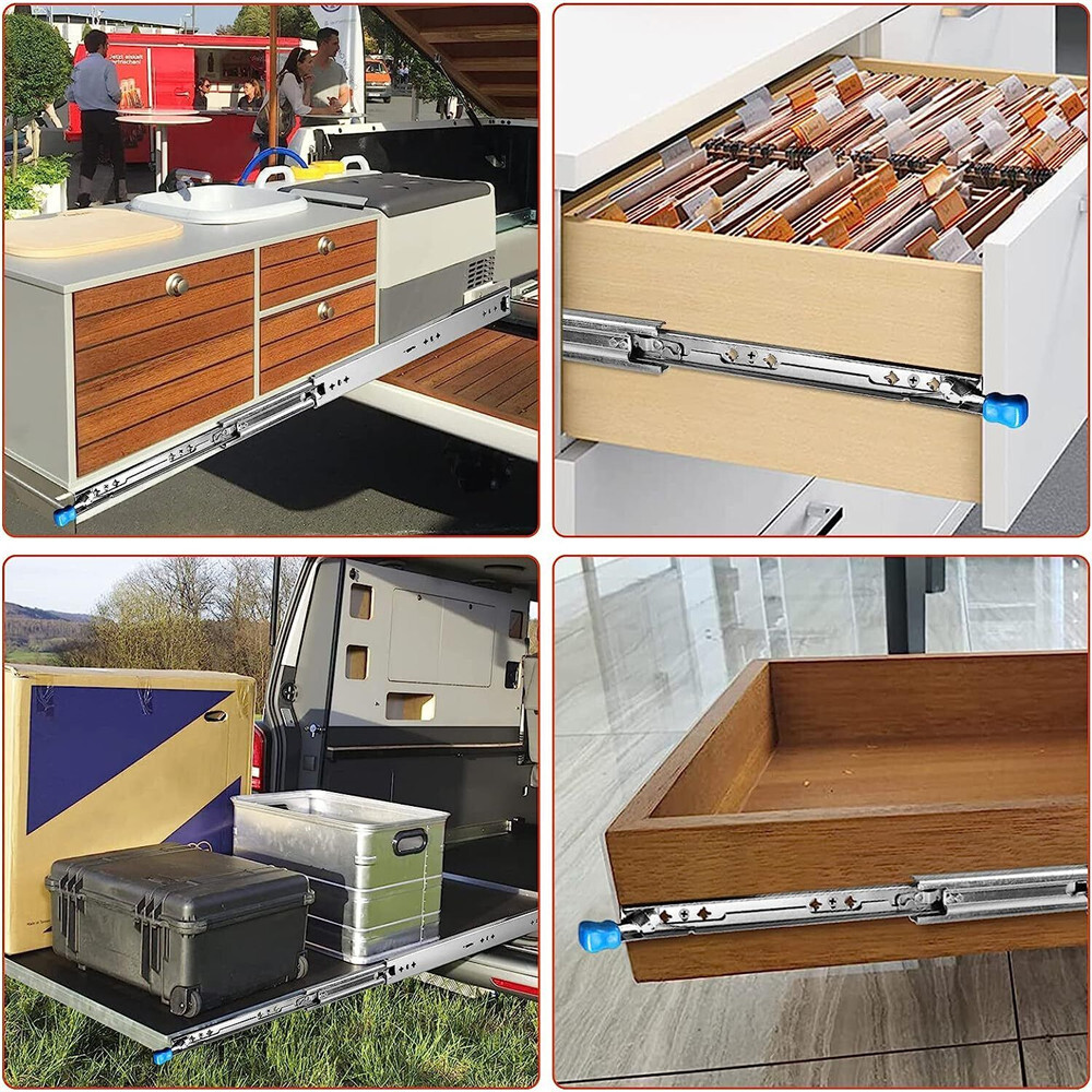 Pair 300-600MM Locking Drawer Slides 125KG RV Camper Trailer Heavy Duty ...