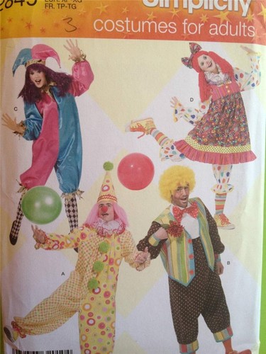 Simplicity Sewing Pattern 2849 Adult Misses Clown Costumes Size XS-XL ...