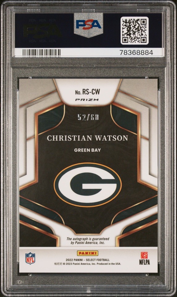 CHRISTIAN WATSON RC - 2022 Select Maroon Rookie AUTO #/60 💥 PSA 9 💥 ...