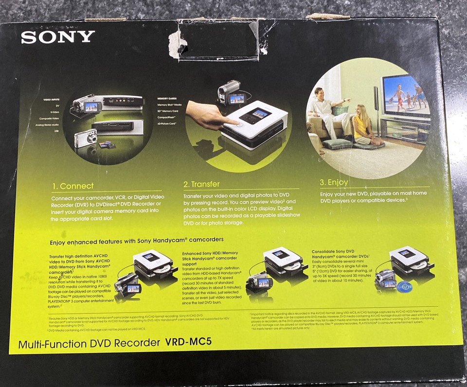 Sony DVD Direct Multi Function DVD Recorder VRD MC5 With Box! Tested ...