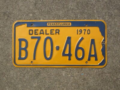 1970 Pennsylvania Dealer License Plate Penna PA State Chevy Ford Dodge ...