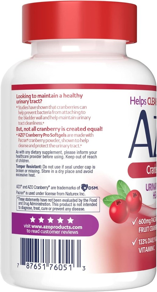 AZO Cranberry Pro, Cranberry Pills for Women & Men, 600mg Pacran, Made ...