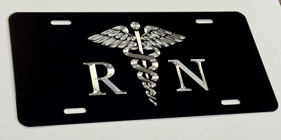 ENGRAVED Registered Nurse RN Diamond Etched License Plate Metal Car Tag ...