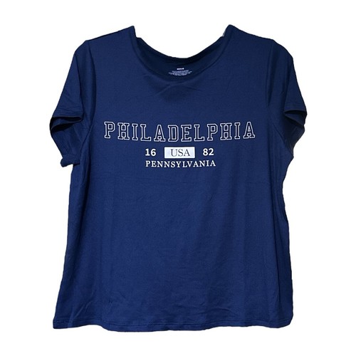 Philadelphia Pennsylvania 5B Style Womens Blue Stretch Tee Top Size ...