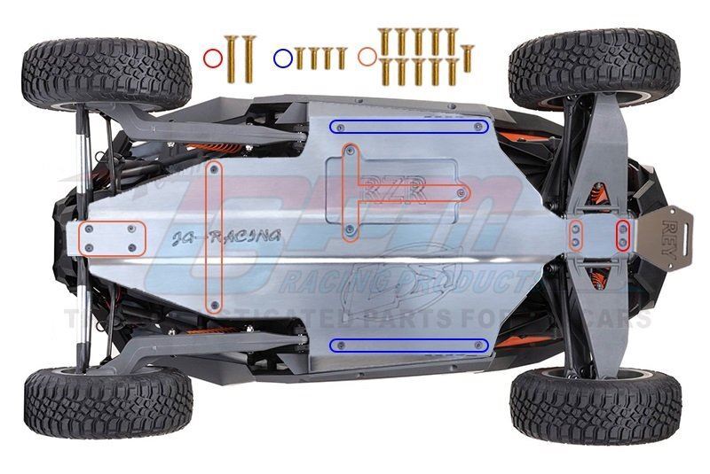STAINLESS CHASSIS PROTECTION PLATE LOS23110 LOSI 1/10 RZR REY 4WD RTR ...