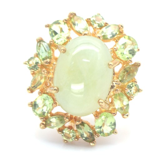 Heated Gemstone Green Sapphire & Peridot Ring 925 Sterling Silver Size ...