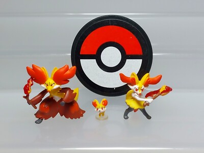 Delphox Braixen Fennekin Rittai Pokemon Zukan Figure T-ARTS 2014 D04 1 ...