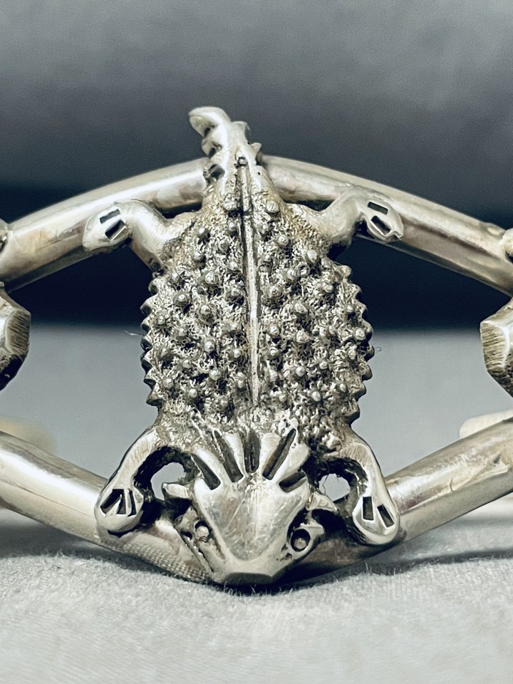 FASCINATING NAVAJO STERLING SILVER TOAD BRACELET | eBay