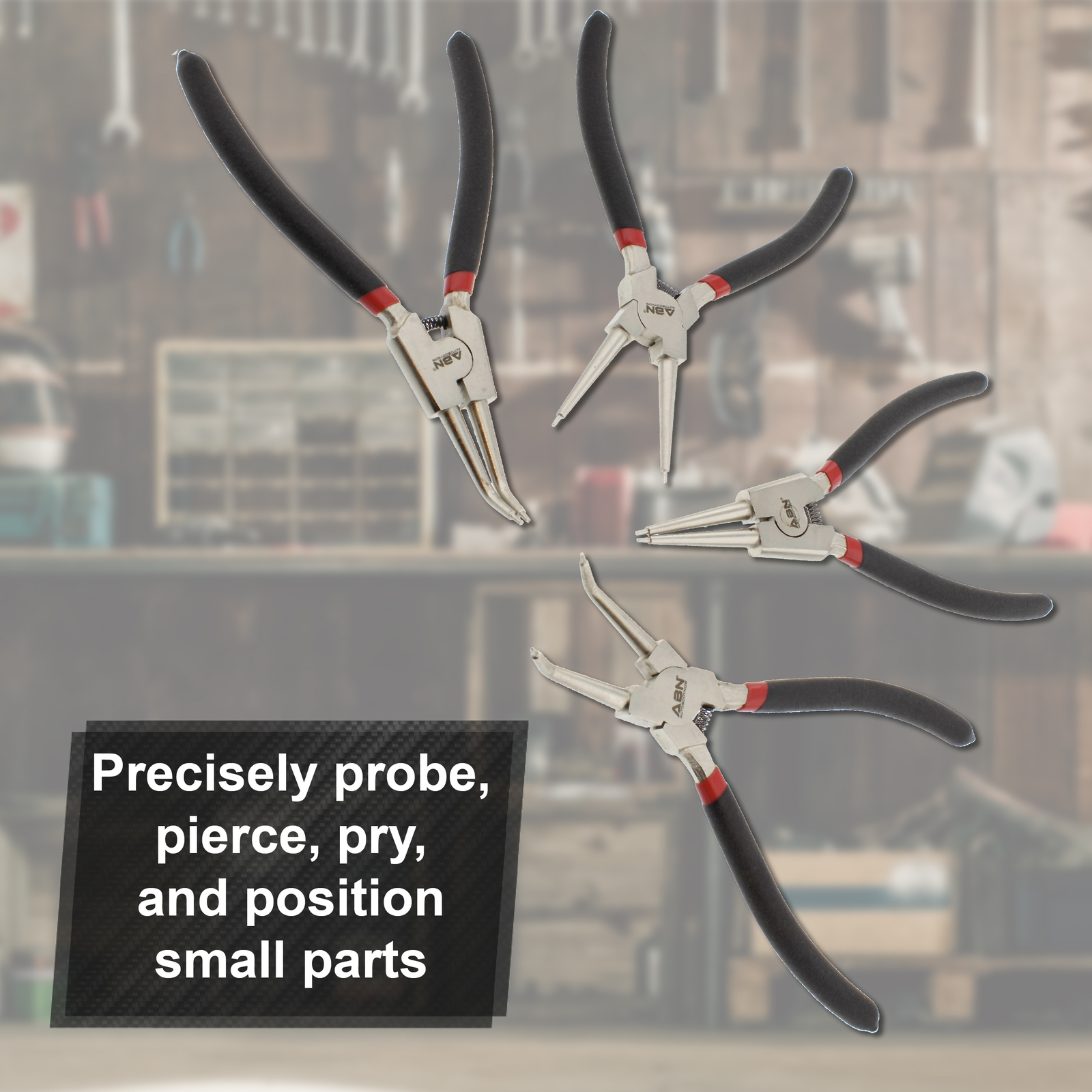 ABN 4pc 7in Heavy Duty Snap Ring Pliers Set - Removal Tools with .067in ...