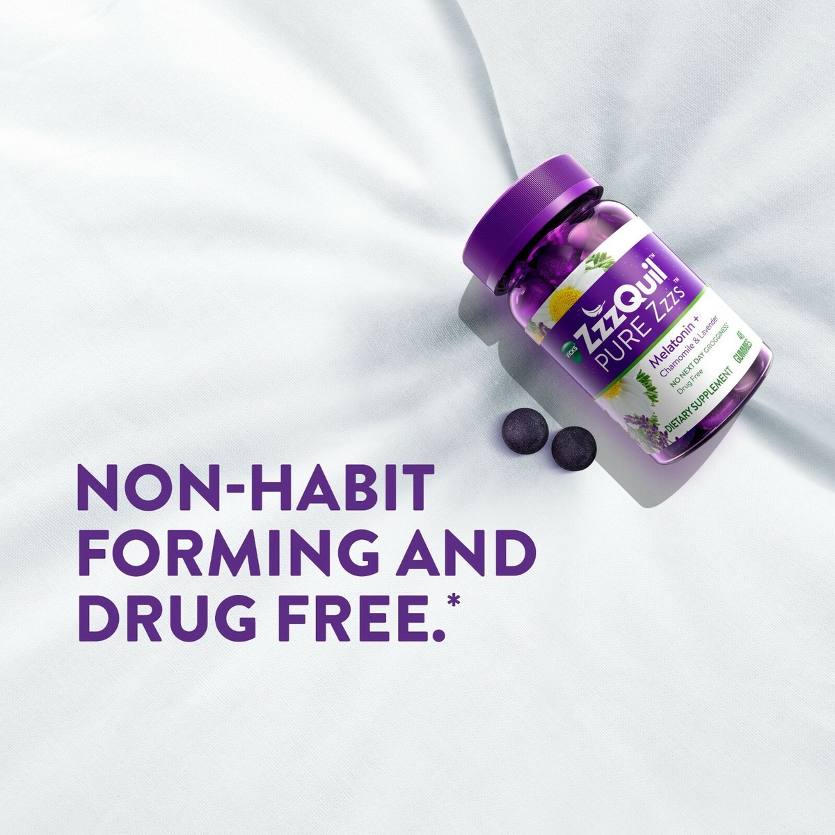 Zzzquil Pure Zzzs Kidz Melatonin Sleep Aid Gummies 72 Ct Lavender And