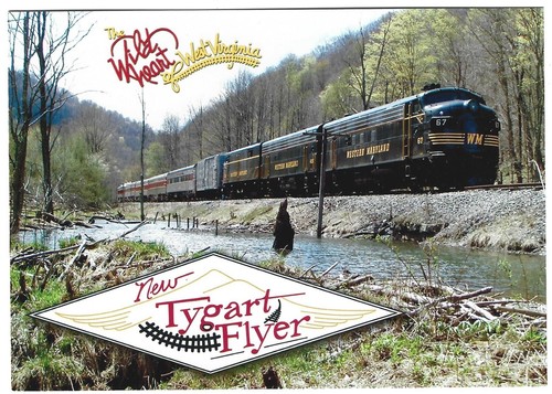 Postcard WV NEW TYGART FLYER Train D&GV RR WEST VIRGINIA Western MD ...