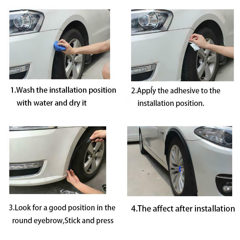4PCS Carbon Fiber Look Car Wheel Eyebrow Arch Protector Trim Lips ...