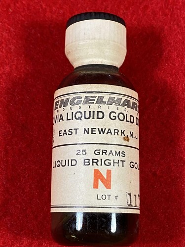 Engelhard Hanovia Liquid Gold Glass Bottle, 25 Grams N Lot #11716 ...