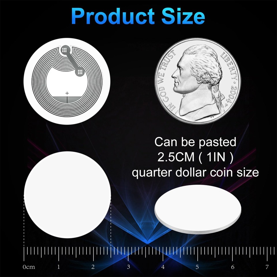 60Pcs NFC Tags Adhesive NFC Stickers Chip Rewritable Ntag 215 NFC Tags ...