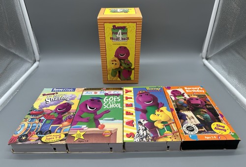 4 VHS BARNEY 4 FOR YOU VALUE PACK BARNEY SAFETY MEETING GOES TO SCHOOL ...