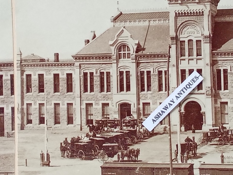 1882 SV of Busy UNION DEPOT Railroad Station DENVER CO by KILBURN No ...