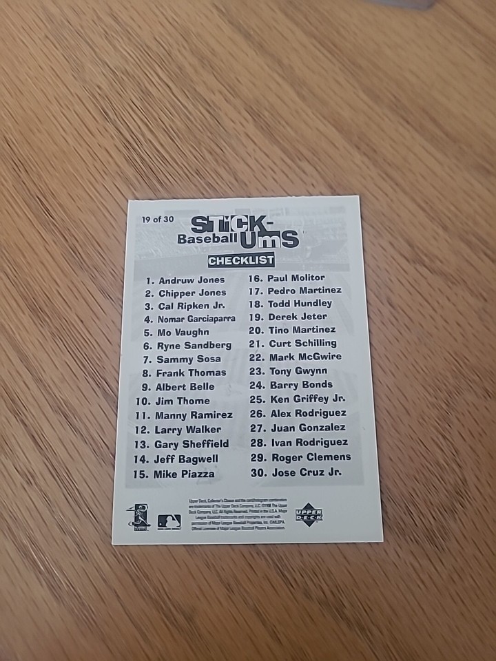 1998 Upper Deck Collectors Choice Derek Jeter Stick Ums #19 Of 30 ...