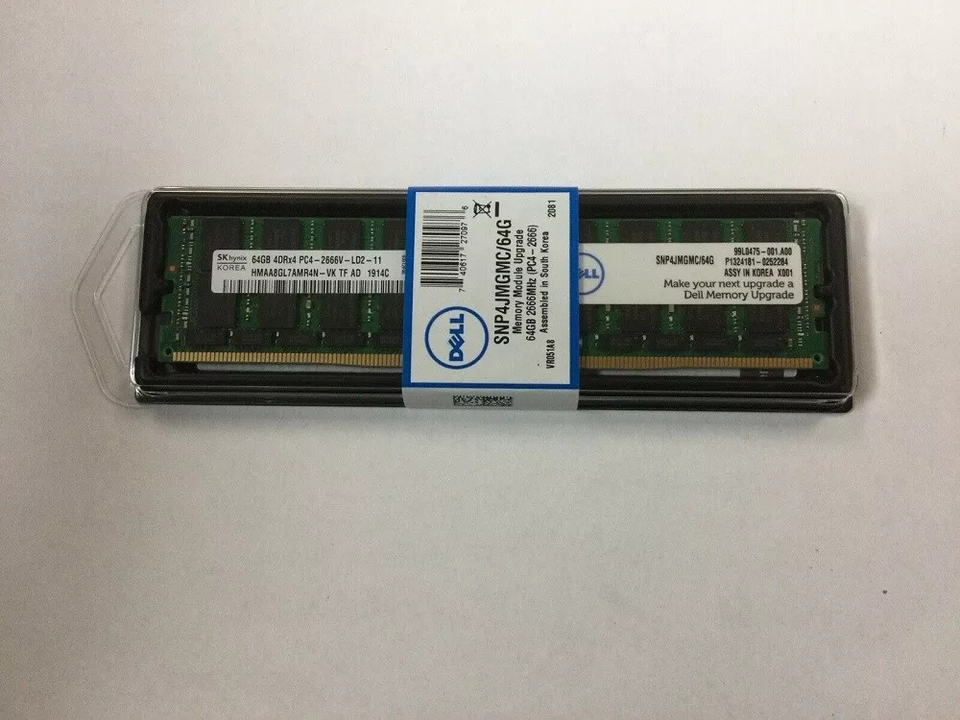 NEW Dell SNP4JMGMC/64G A9781930 4DRX4 64GB DDR4 PC4-2666V Server ECC ...