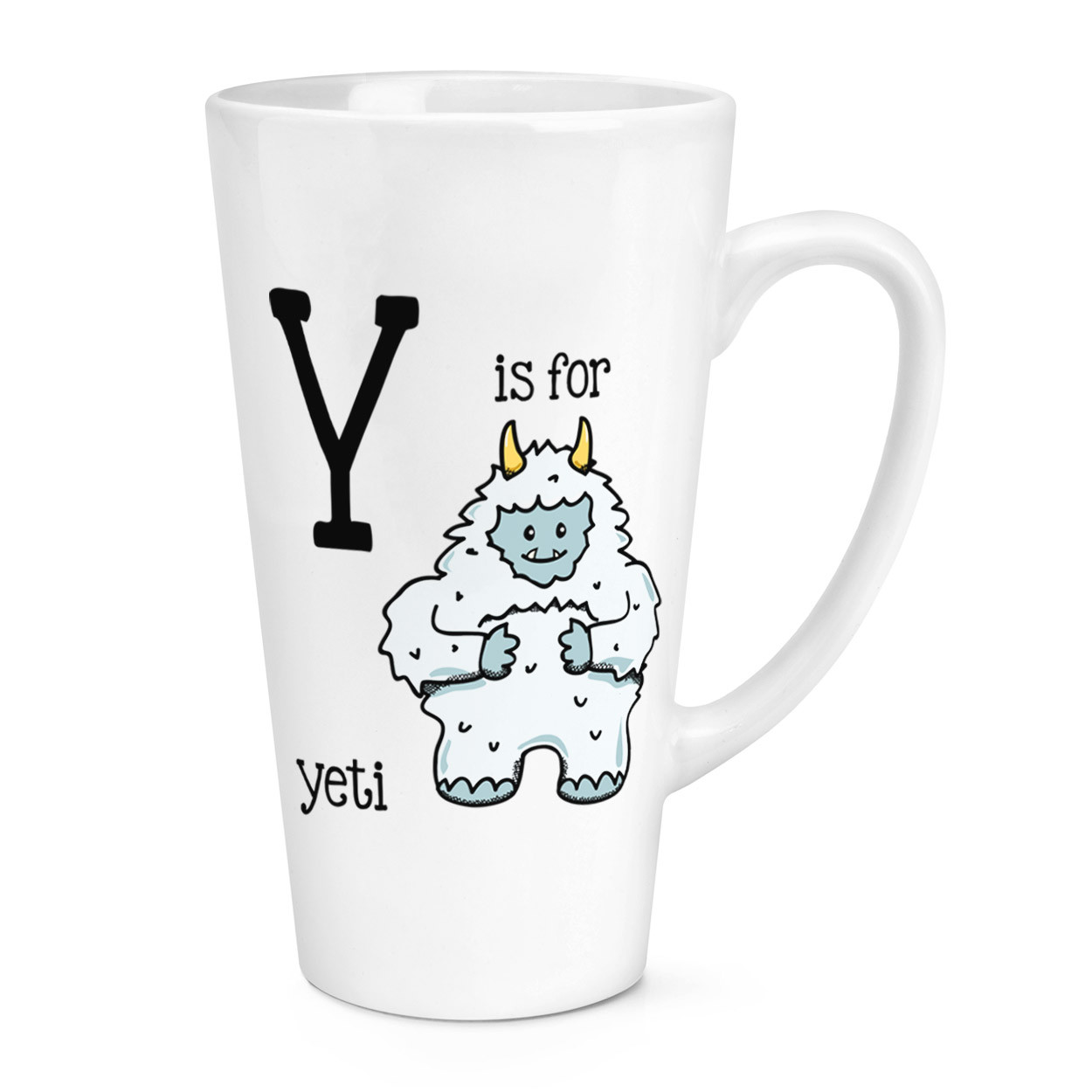 Y Is For Yeti 17oz Large Latte Mug Cup - Funny Alphabet Cute Animal ...