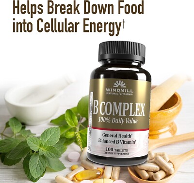 Windmill Natural Vitamins B Complex Boost Energy 100 Tablets | eBay