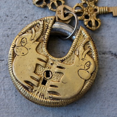 Vintage Solid Brass Elephant Padlock Antique working locks key Barn ...