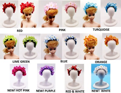 HATS FIT BARBIE & FASHION DOLLS DESIGNER FLOWER HEADBAND HATS BARBIE ...