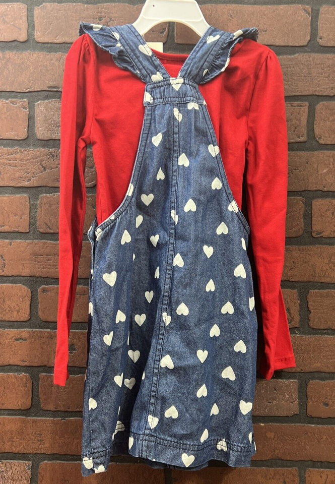 MAX STUDIO Kids Denim Dress Overall & Shirt 2pc set (Size 5) | eBay