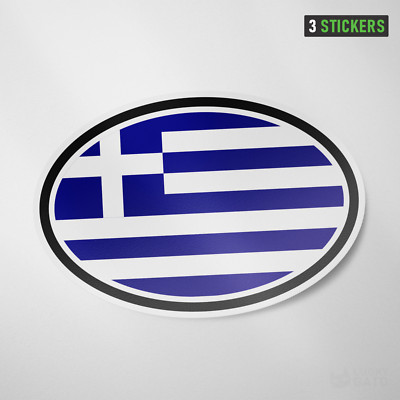 Greece Oval Flag Sticker 3 Pack Vinyl Decal Car Auto Window Athens | eBay