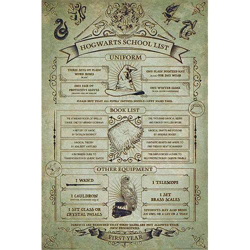 Harry Potter Hogwarts Book List