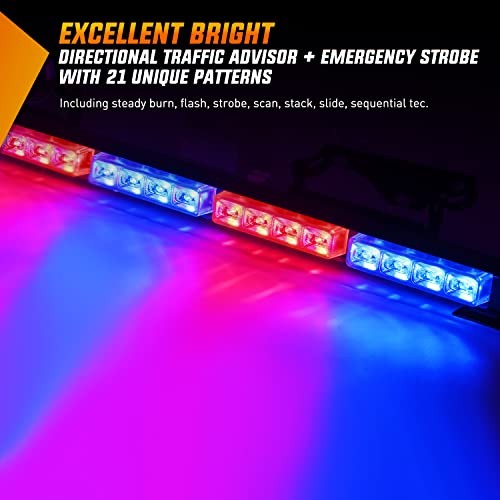 35Inch 32LED Emergency Traffic Advisor Light Bar with 21 Flash Patterns ...