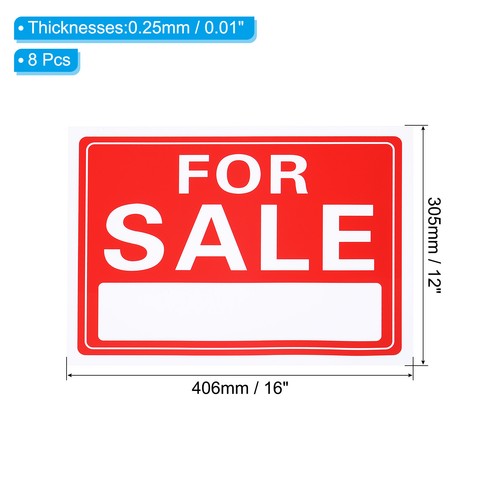 16"Lx12"Wx0.01"T PVC for Sale Sign for Advertising, Commercial, Red ...