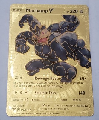 Machamp V 220hp Gold Foil Fan Art Card Pokemon Collectible | eBay