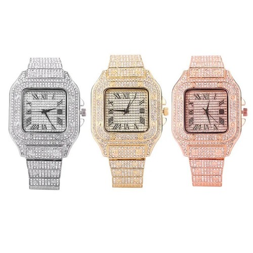 Luxury Hip Hop Custom Bling Ice out Men Watch Iced VVS Cz Silver Square ...